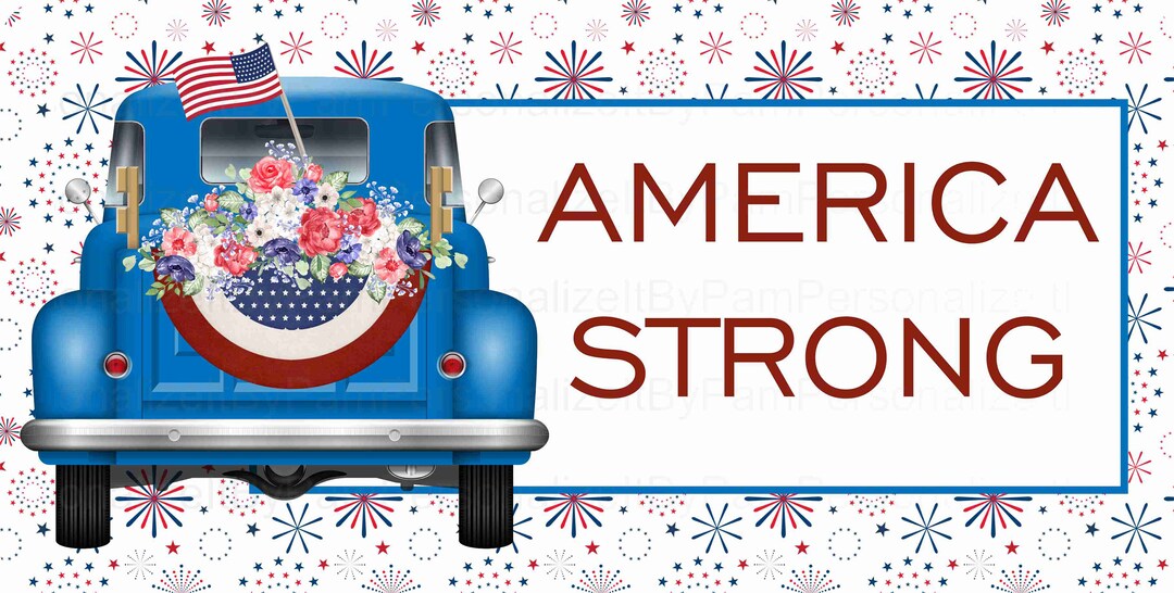 Patriotic Wreath Sign, America Strong Wreath Sign, Personalize It by ...