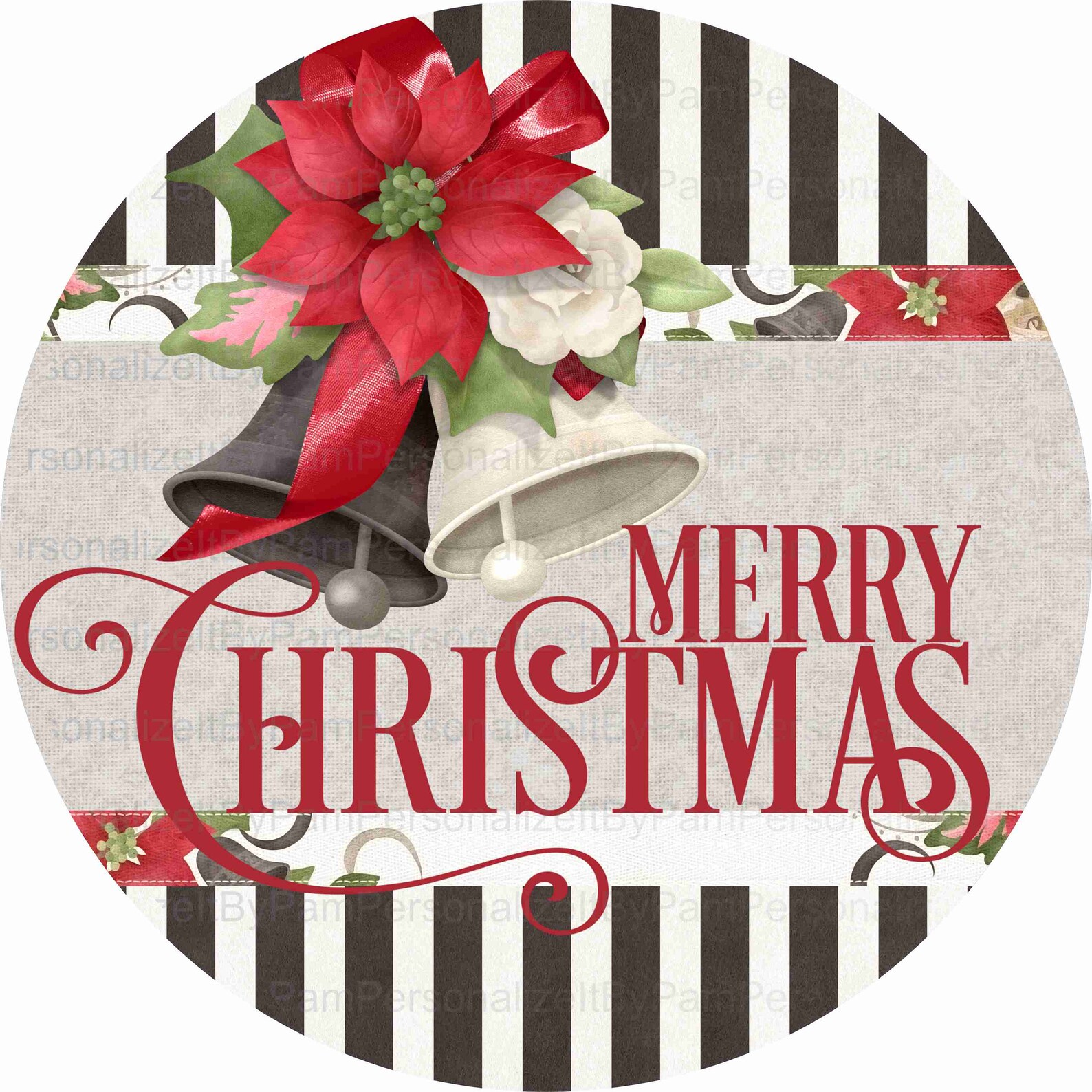 Round Red/black Merry Christmas Wreath Sign Christmas Bells - Etsy