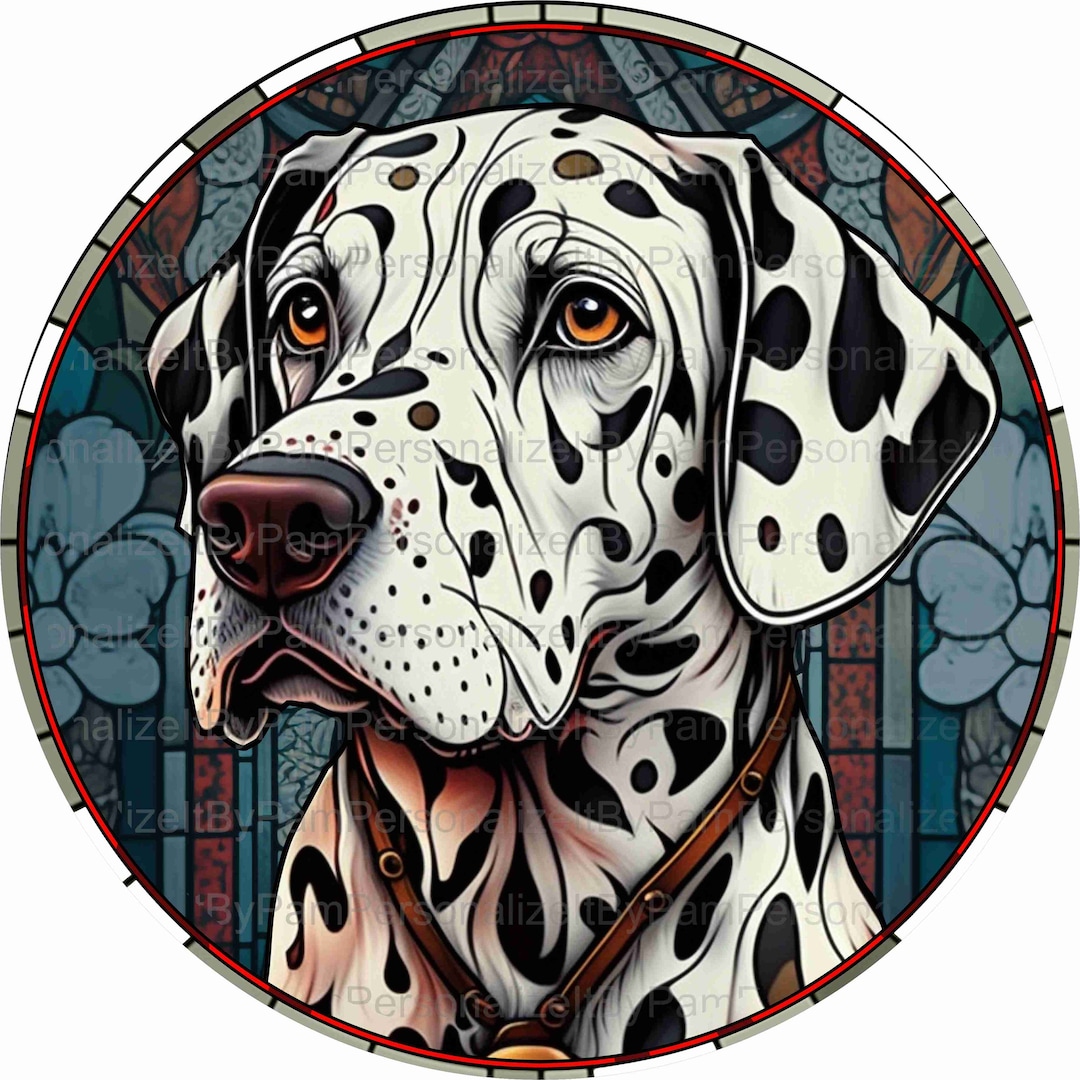Faux Stained Glass Dalmatian Wreath Sign, Metal Wreath Sign, Dog Wreath ...
