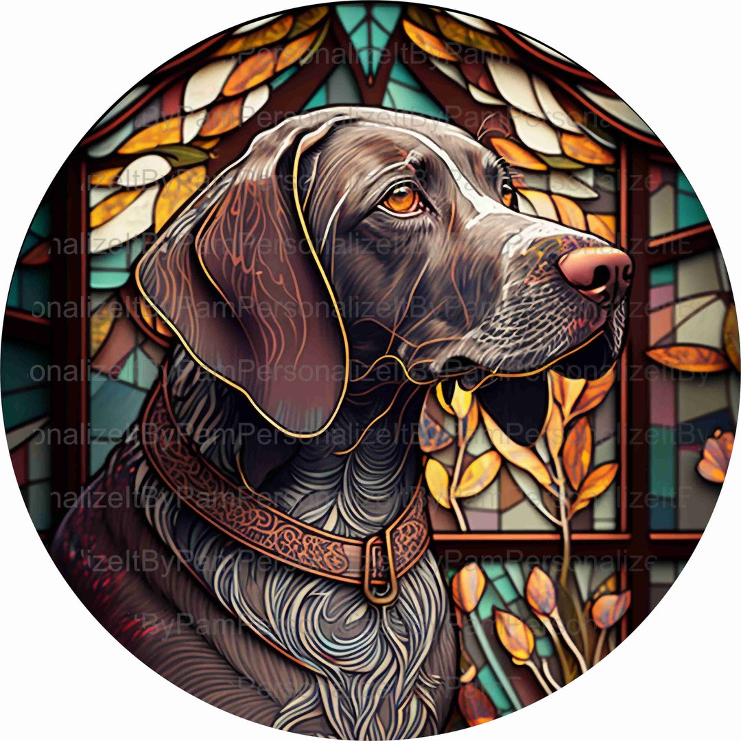 Faux Stained German Shorthaired Pointer Wreath Sign, Metal Wreath Sign ...