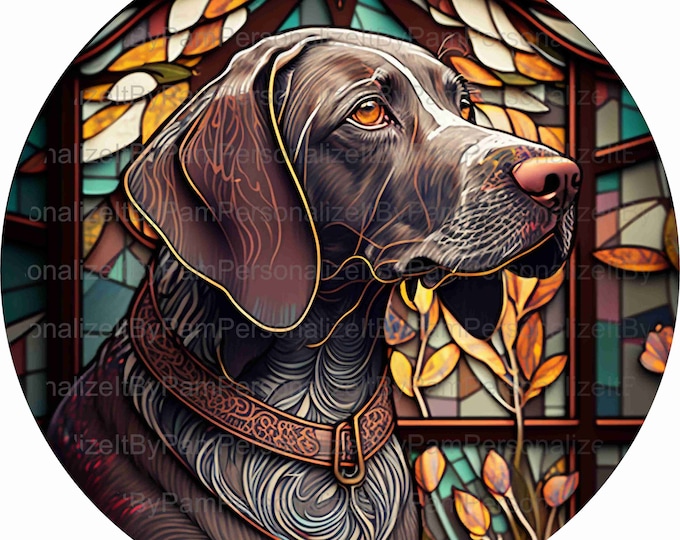 Faux Stained German Shorthaired Pointer Wreath Sign, Metal Wreath Sign ...