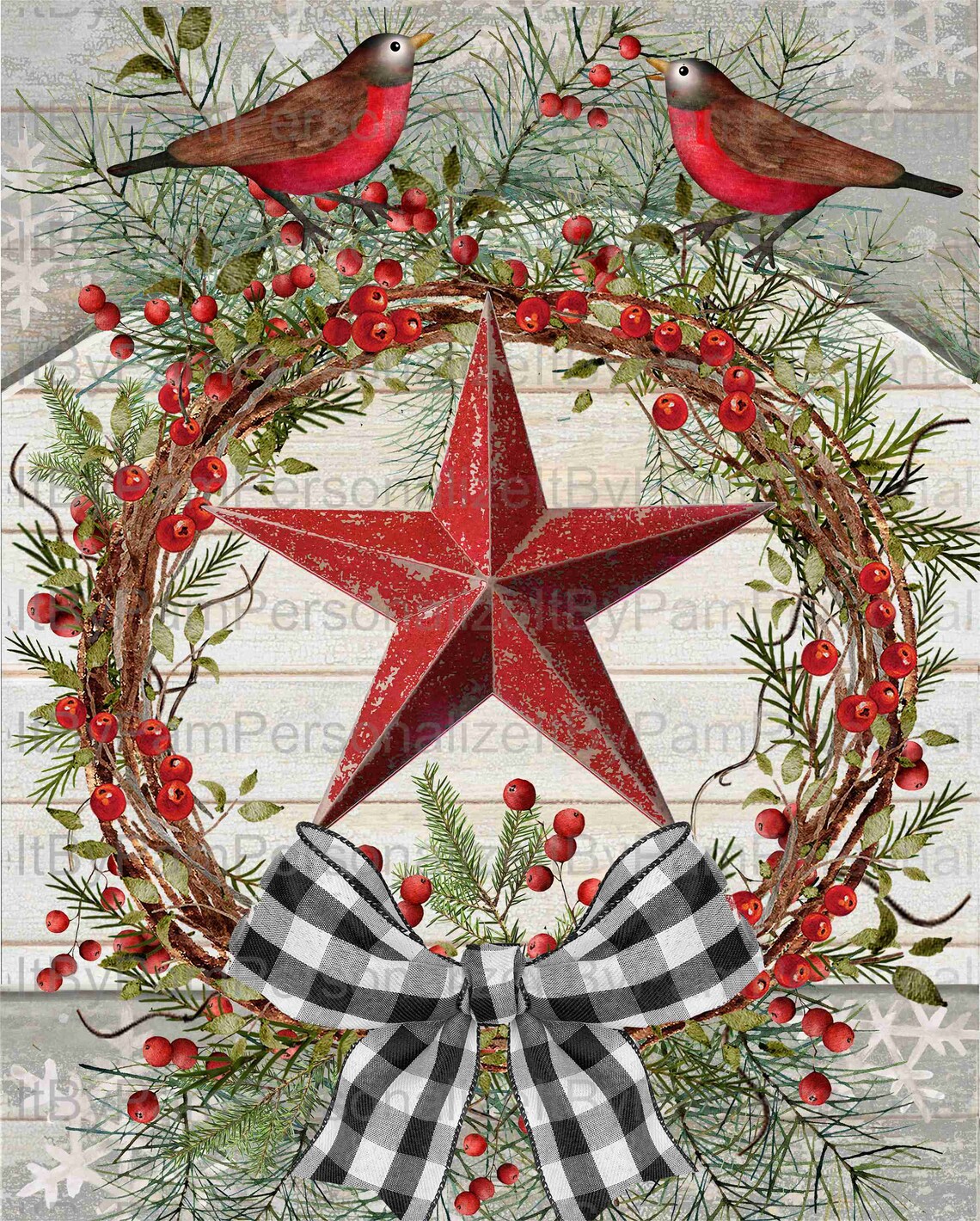 Christmas Wreath Sign ,prim Winter Barn Star Wreath Sign, Farmhouse ...