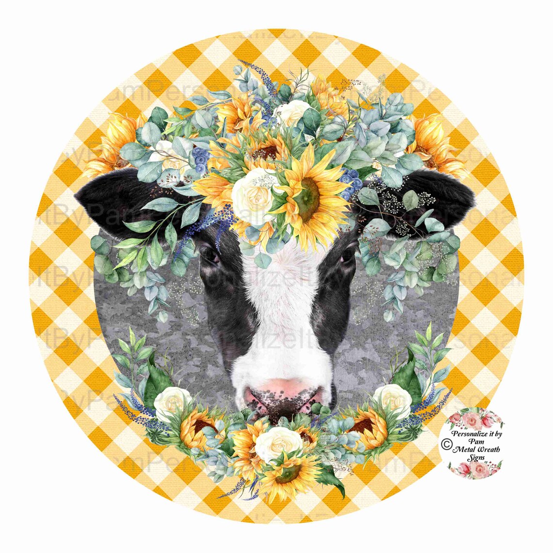 11.75 Round Cow Wreath Sign Farm Wreath Sign Cow Sign - Etsy