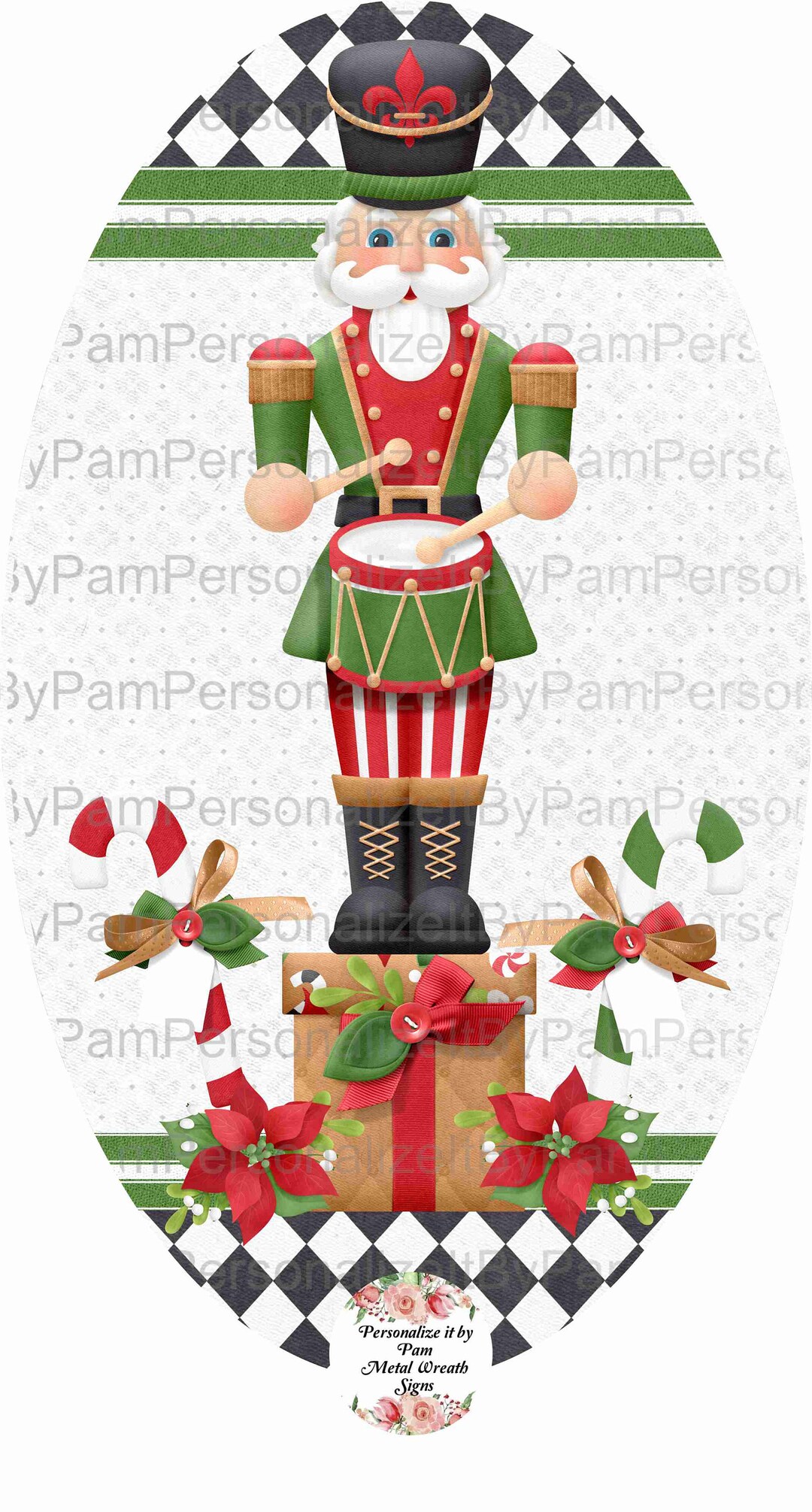 7" X 12" Oval Nutcracker Wreath Sign, Nutcracker Wreath, Nutcracker ...