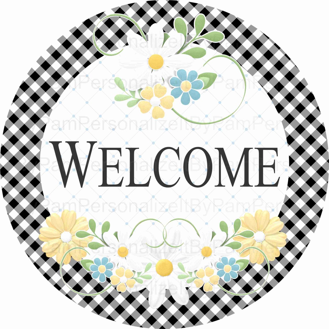 8 Round Daisy Welcome Wreath Sign Daisy Wreath Sign | Etsy