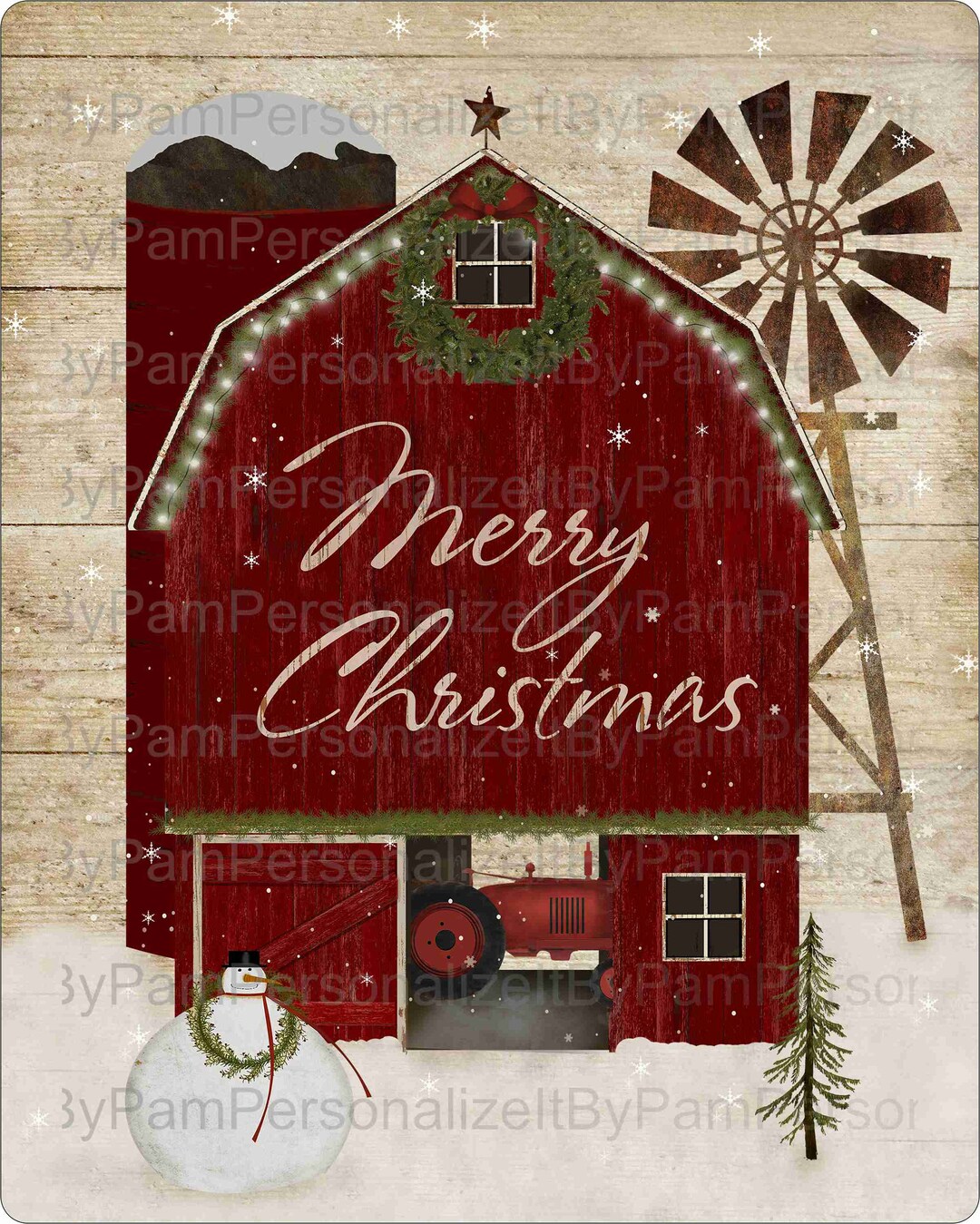 Christmas Wreath Sign christmas Barn Sign Personalize It by - Etsy