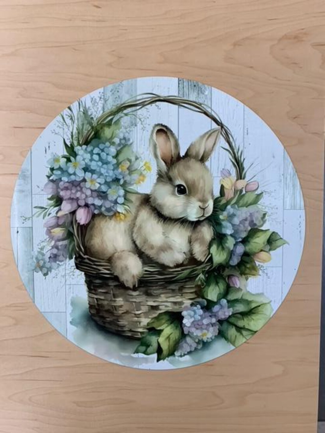 Round Easter Wreath Sign, Easter Bunny Wreath Sign, Personalize It by ...