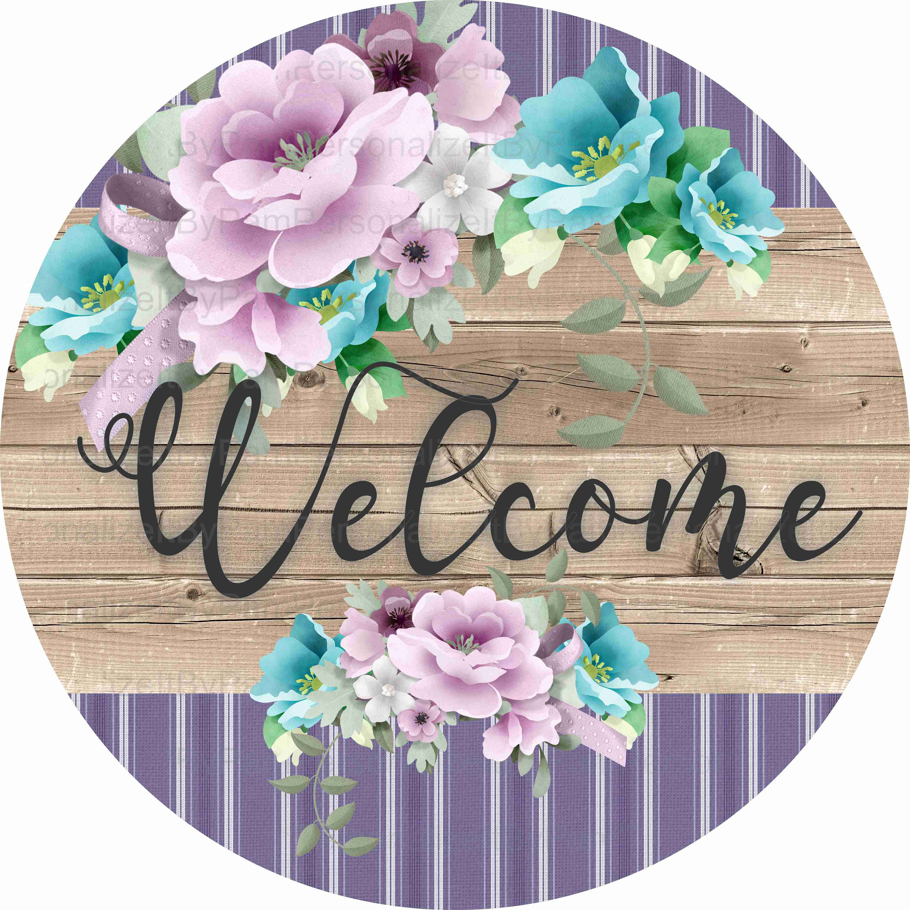 11.75 Round Floral Wreath Sign, Welcome Wreath Sign, Personalize It by ...