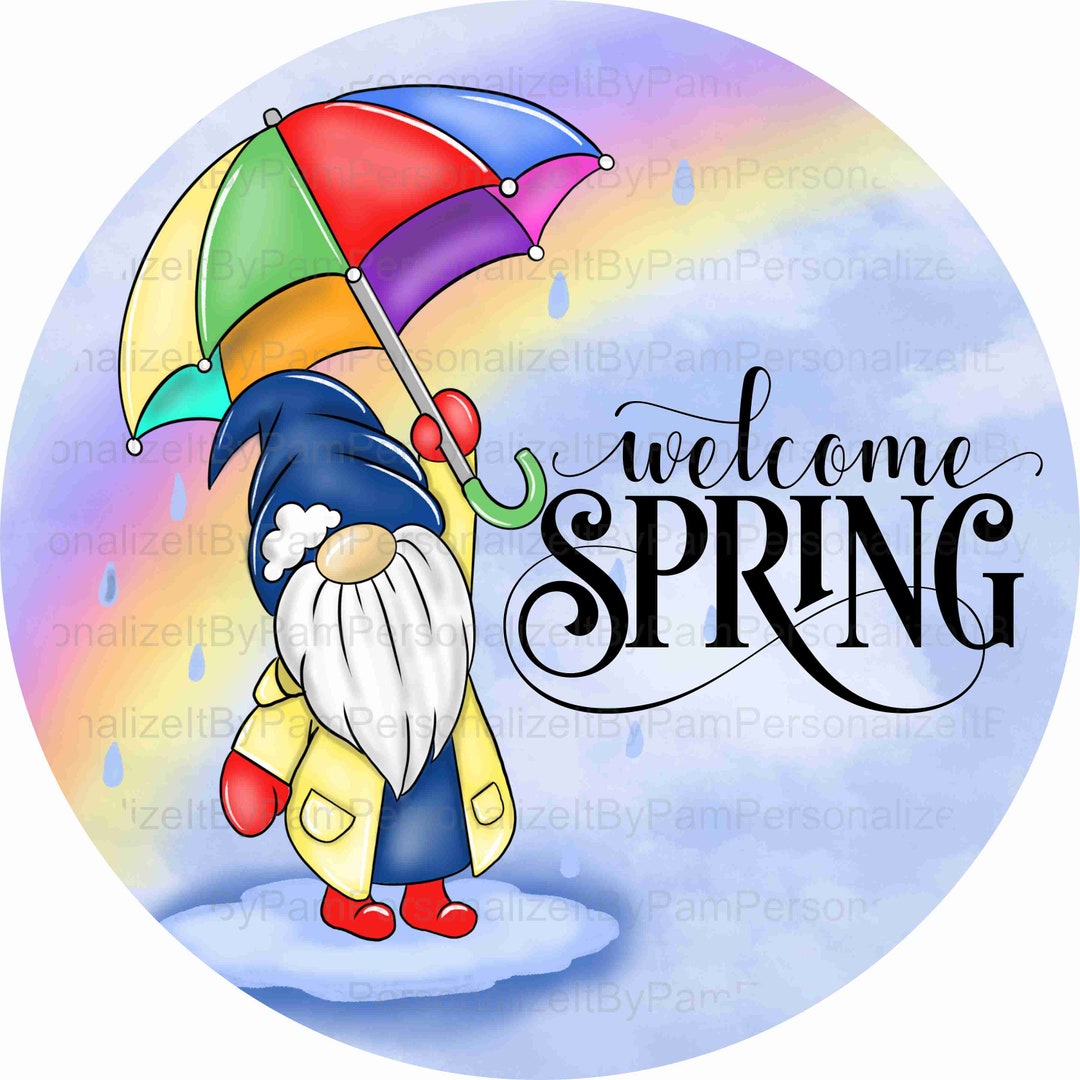 Welcome Spring Gnome Wreath Sign, Personalize It by Pam, Wreath Signs ...