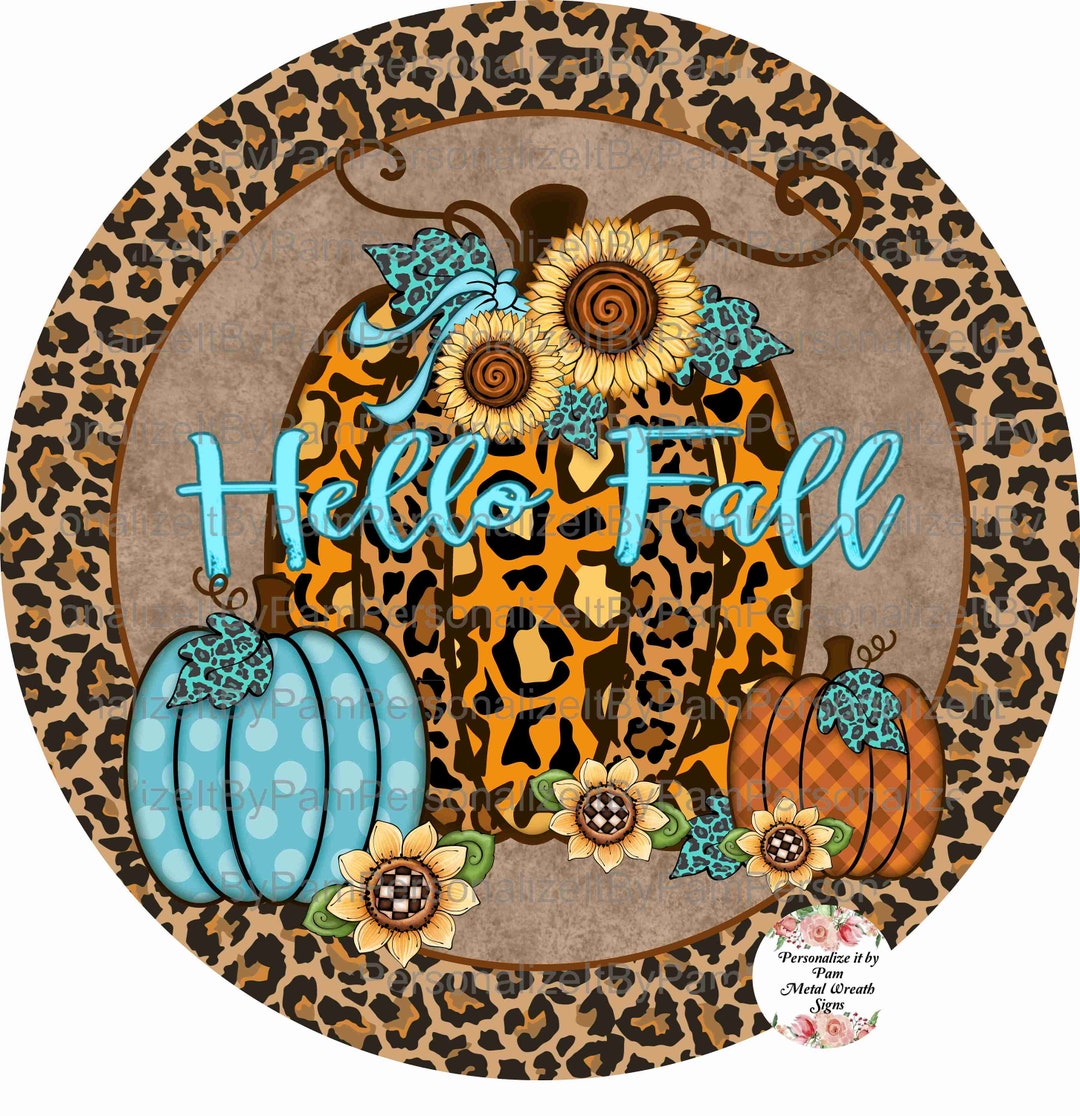 Round Fall Wreath Sign, Fall Wreath Sign, Leopard Print Fall Wreath ...