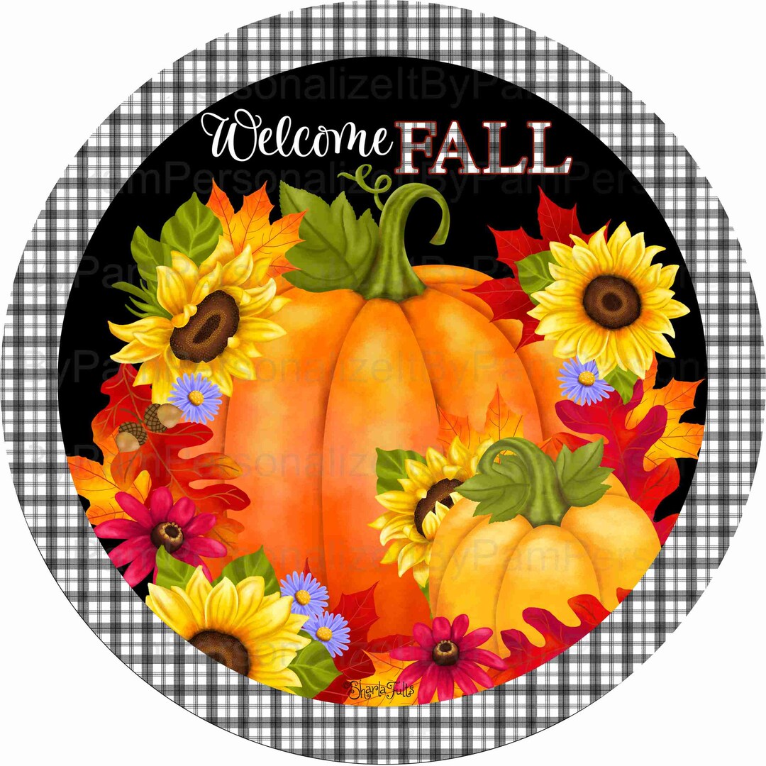 10" Round Fall Welcome Wreath Sign, Personalize It by Pam, Signs for ...