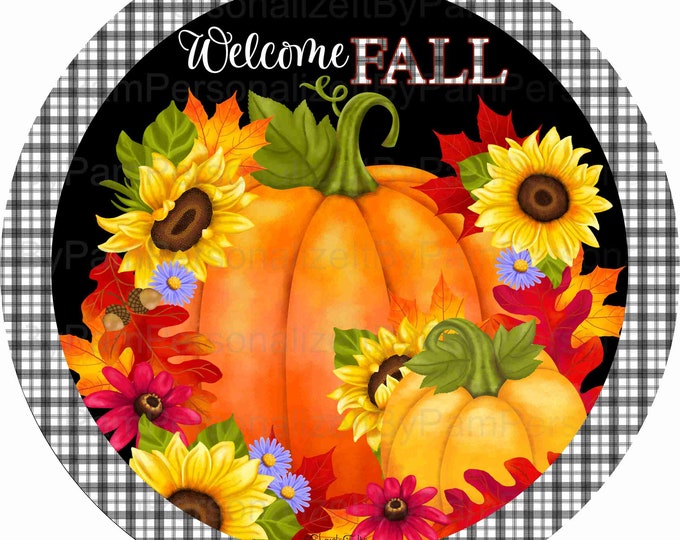 10 Round Fall Welcome Wreath Sign, Personalize It by Pam, Signs for ...