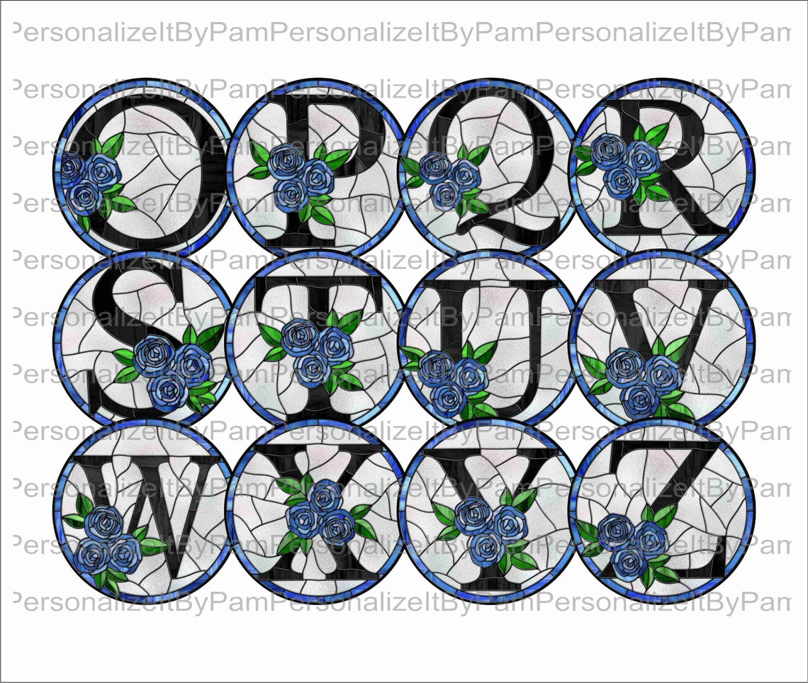 Round Faux Stained Glass Family Monogram Wreath Sign, Monogram Door ...