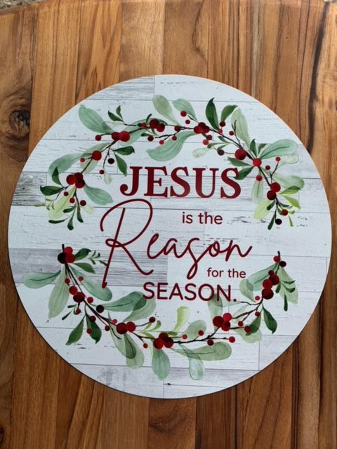 Round Jesus is the Reason for the Season Farmhouse Wreath Sign, Wreath ...