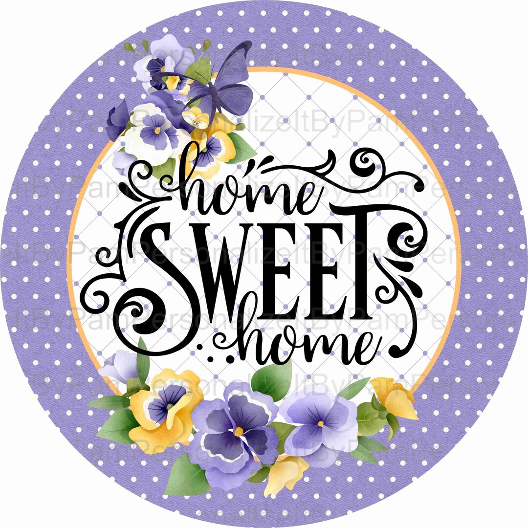 Round Pansy Wreath Sign, Summer Wreath Sign, Floral Wreath Sign, Home ...