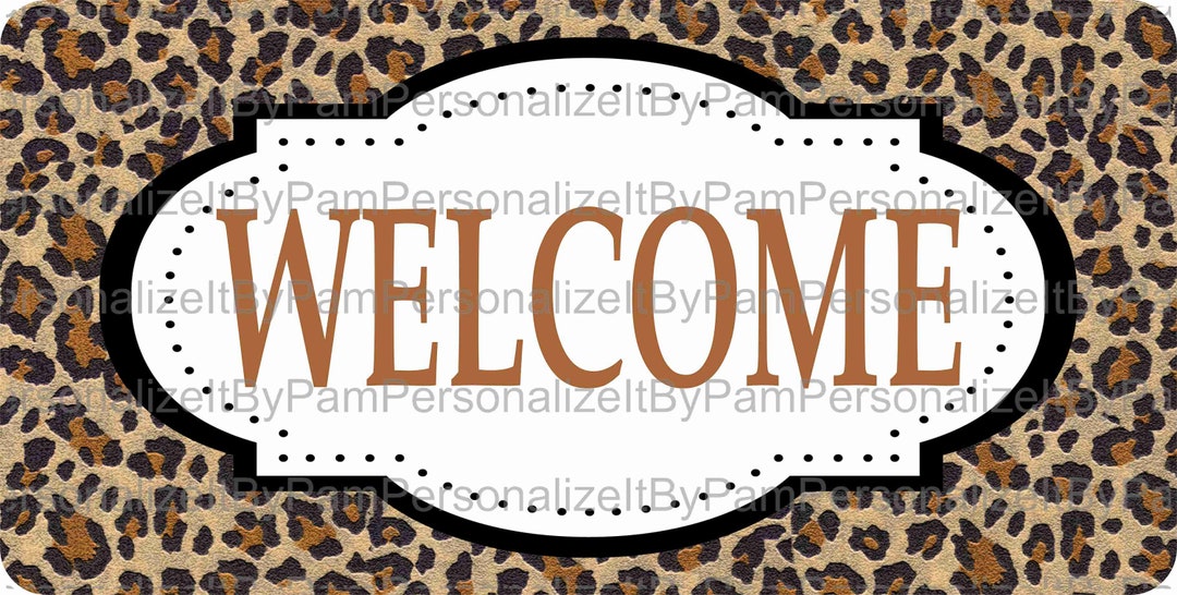 Leopard Print Welcome Wreath Sign, Welcome Wreath Sign, Aluminum Wreath ...
