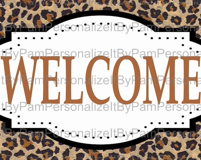 Leopard Print Welcome Wreath Sign, Welcome Wreath Sign, Aluminum Wreath ...
