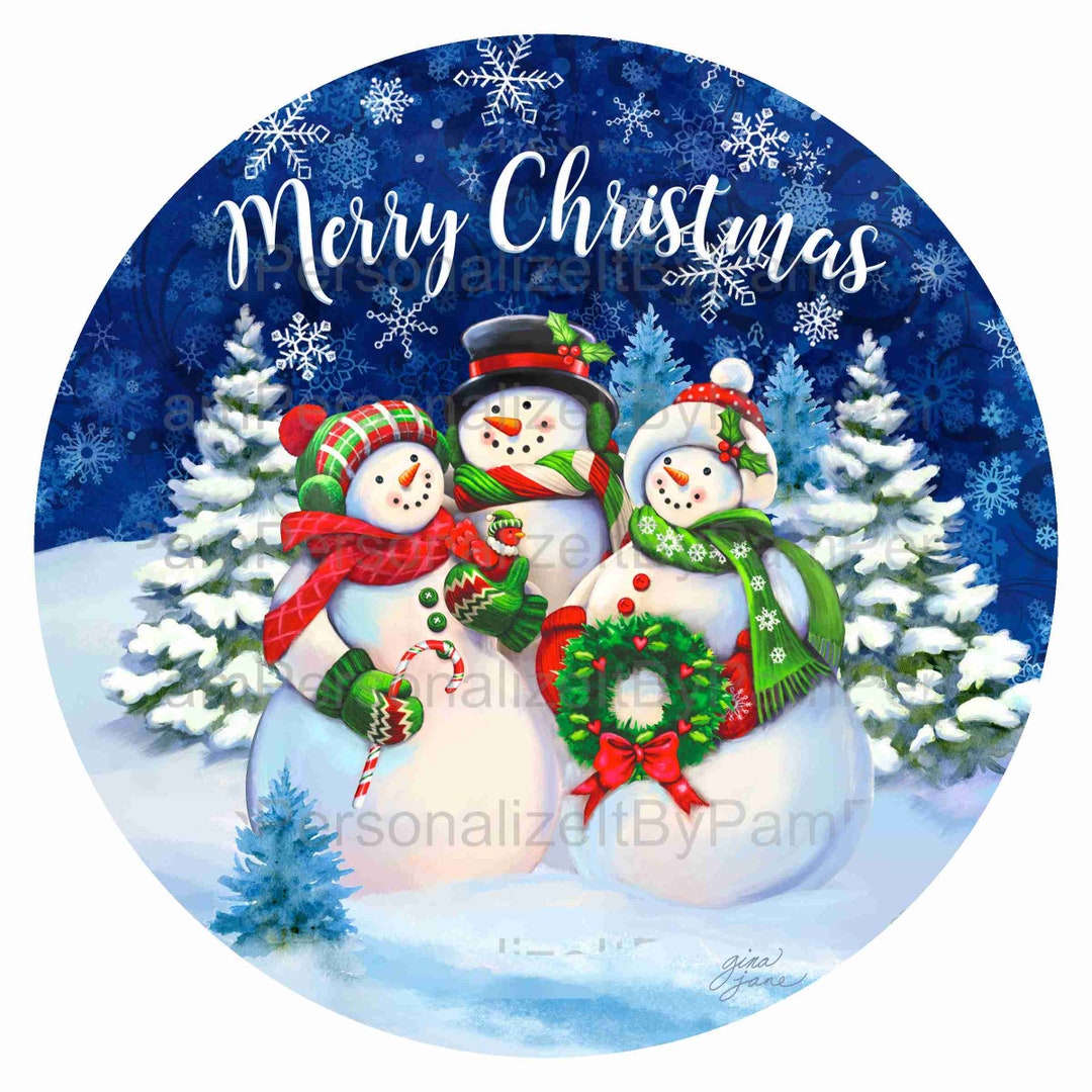 8" Round Snowman Wreath Sign, Wreath Signs, Personalize It by Pam ...