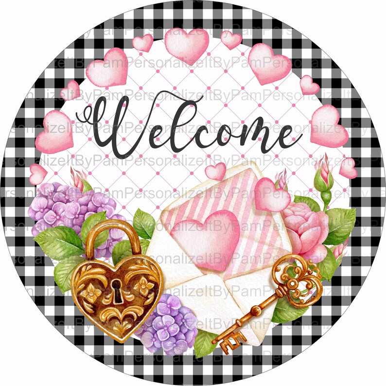 10 Round Valentine Wreath Sign Personalize It by Pam - Etsy