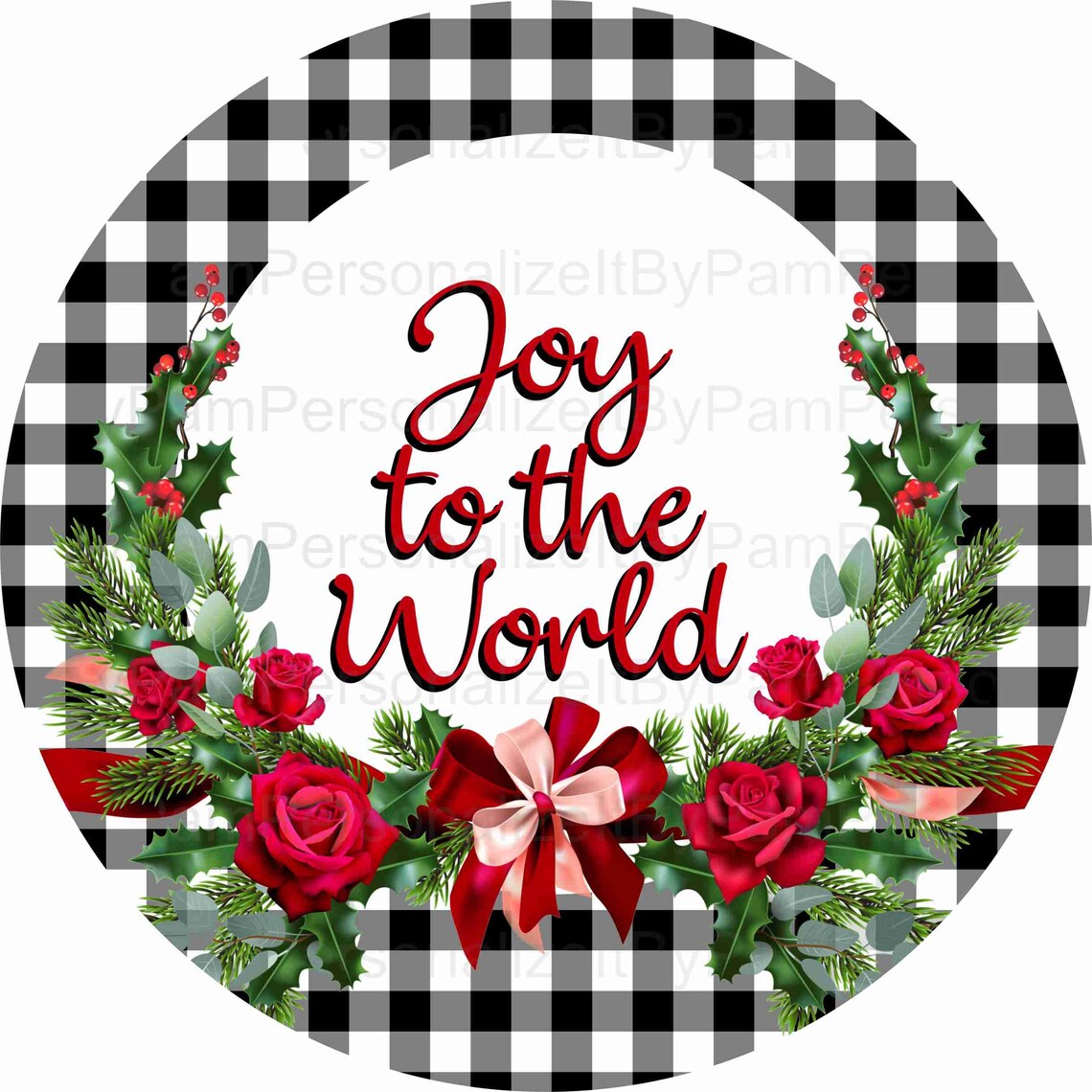 8 Round Christmas Wreath Sign Joy to the World Wreath | Etsy