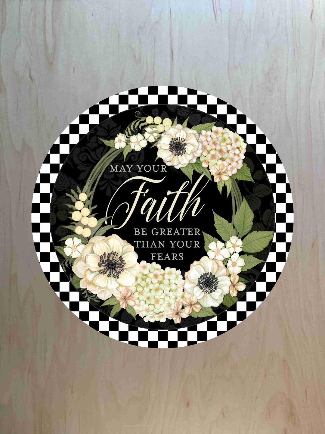Round Faith Over Fear Wreath Sign, Wreath Sign, Personalize It by Pam ...