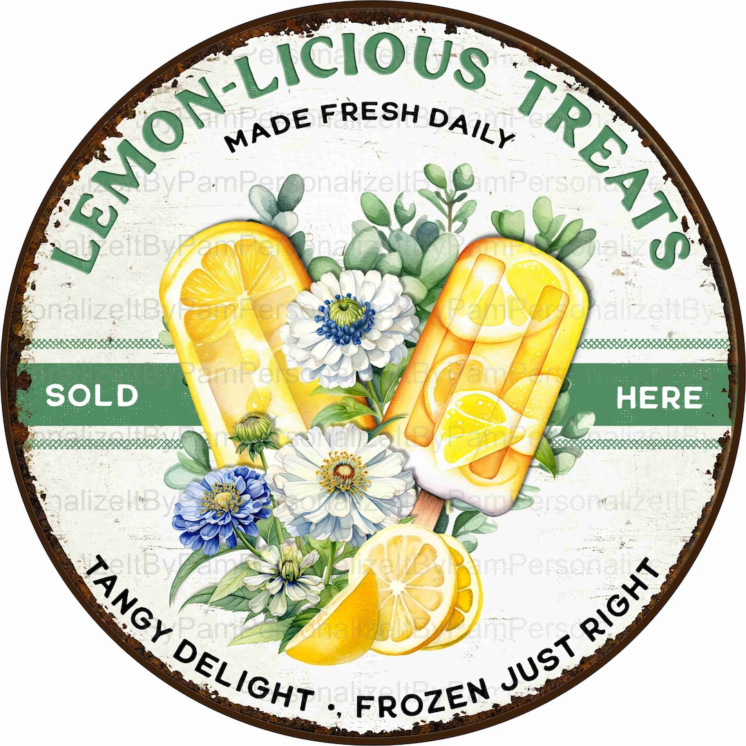 Round Lemon Treats Wreath Sign, Summer Wreath Sign, Personalize It by ...