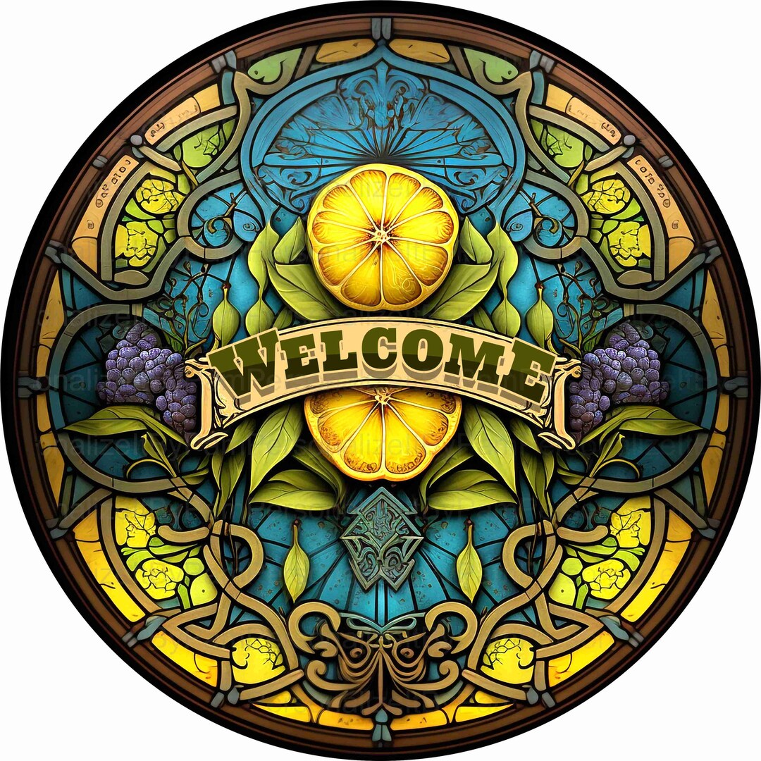 Round Lemon Welcome Wreath Sign, Summer Wreath Sign, Personalize It by ...