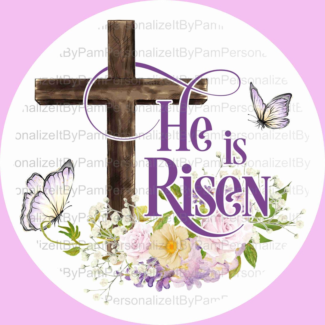 8" Round He is Risen Wreath Sign, Easter Wreath Sign, Wreath Sign ...