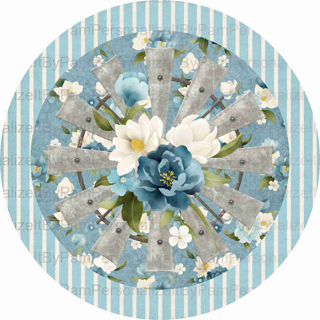 8" Round Farmhouse Wreath Sign, Magnolia Wreath Sign, Galvanized Wreath ...