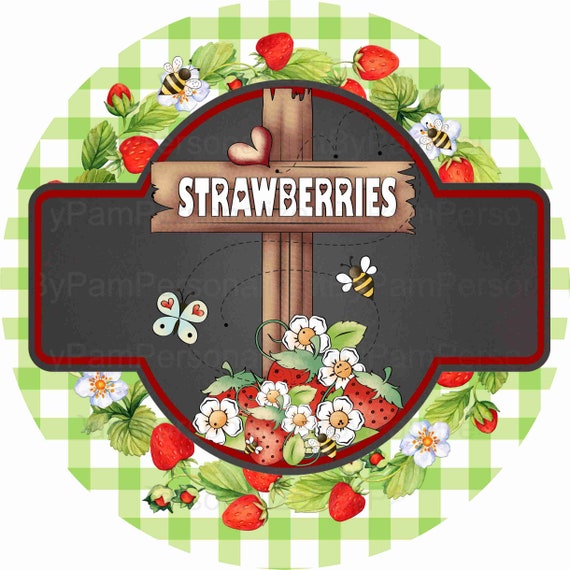 8 Round Strawberry Sign Wreath Signs Personalize It by - Etsy