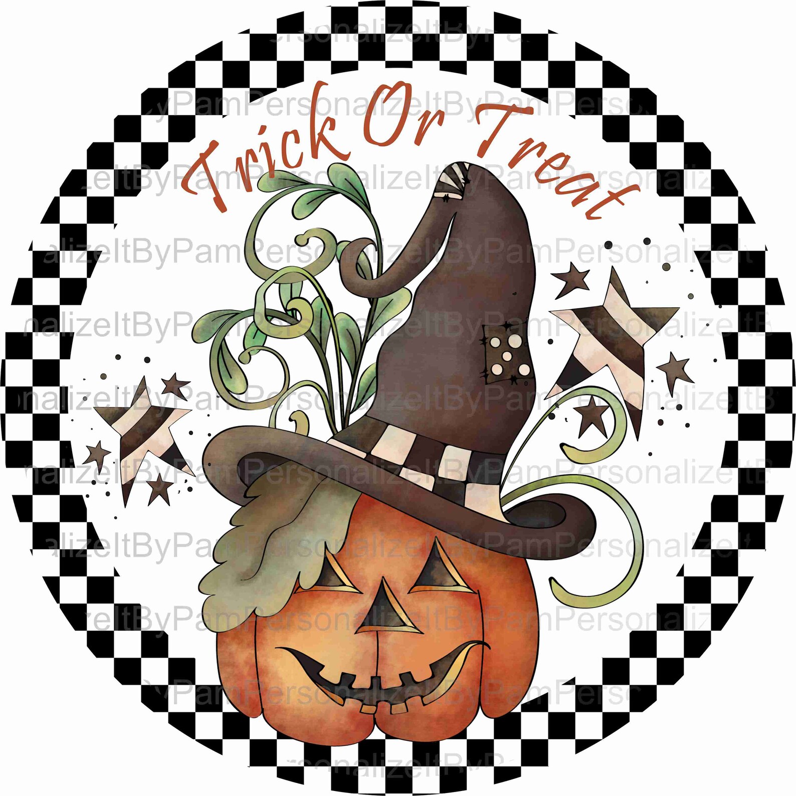 10" Round Trick or Treat Halloween Wreath Sign, Wreath Signs, Halloween ...