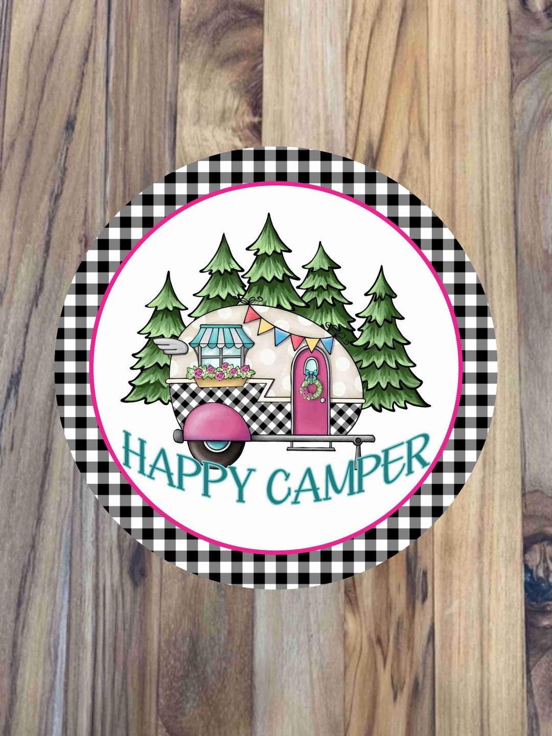 Round Camper Wreath Sign, Camper Sign, Happy Camper Wreath Sign ...