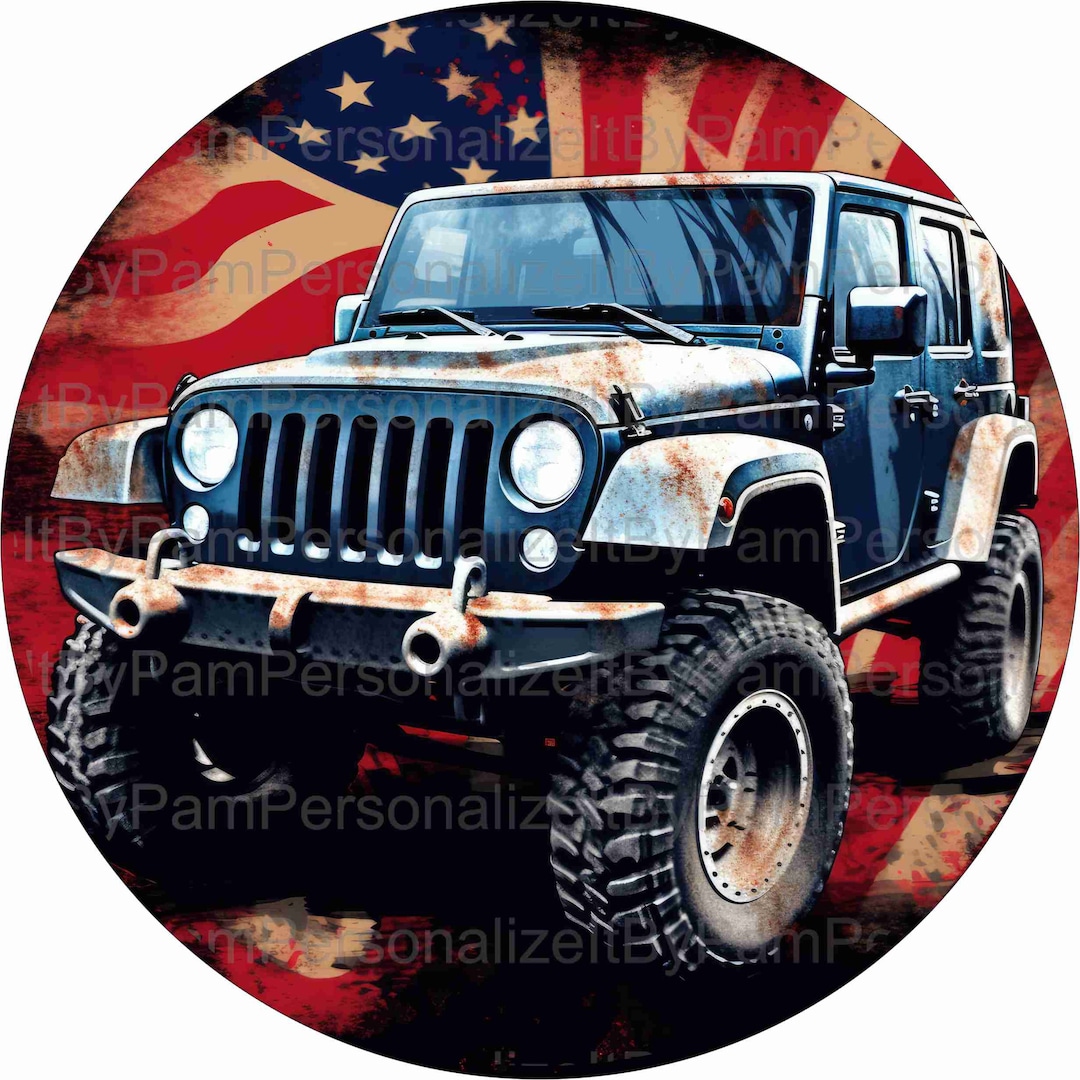 Round Patriotic Jeep Sign, Metal Wreath Sign, Personalize It by Pam ...