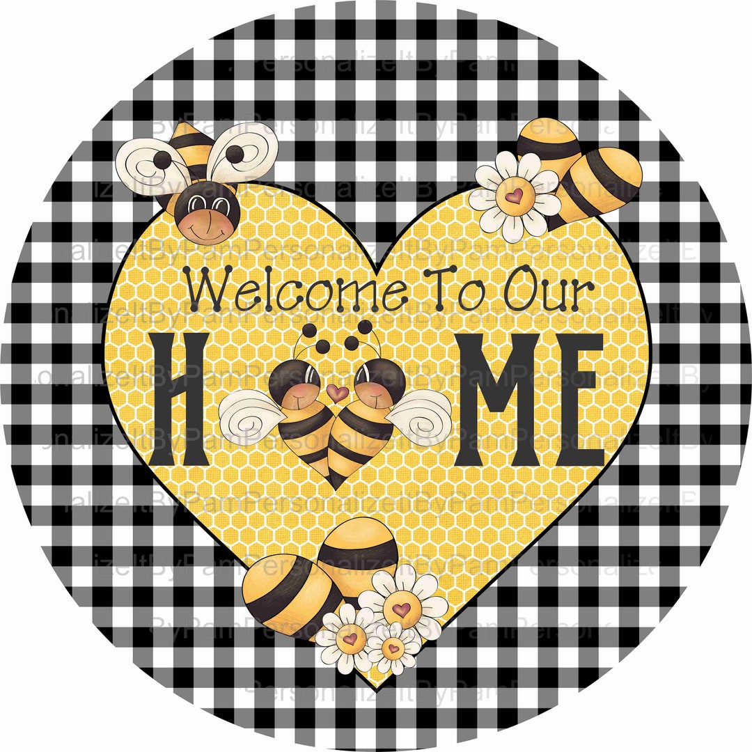 8" Round Bee Wreath Sign, Summer Wreath Sign,welcome Bee Sign ...