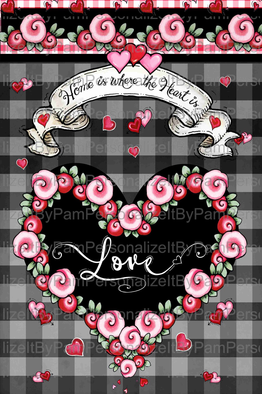 8 X 12 Valentine Wreath Sign, Whimsical Wreath Sign, Personalize It by ...