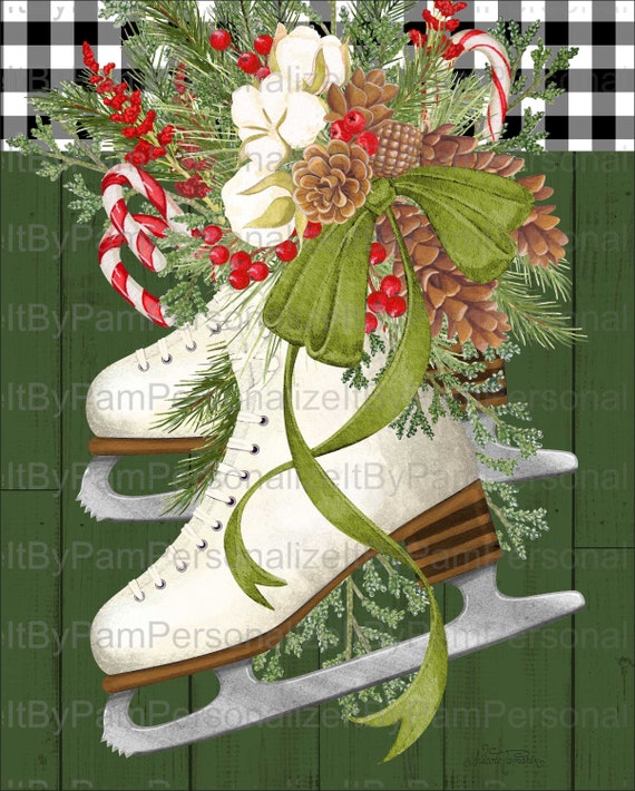 Gingham Christmas Cotton Wreath Sign Farmhouse Christmas | Etsy