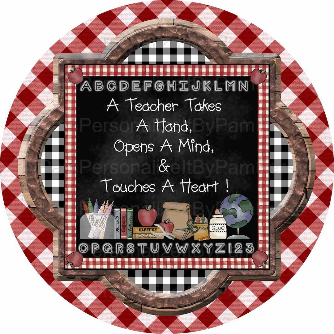 8" Round Teacher Wreath Sign, Wreath Signs, Personalize It by Pam - Etsy