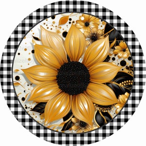 Round Sunflower Wreath Sign, Metal Wreath Sign, Personalize It by Pam ...