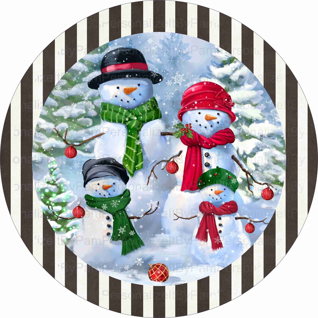 11.75round Snow Family Wreath Sign, Personalize It by Pam, Signs for ...