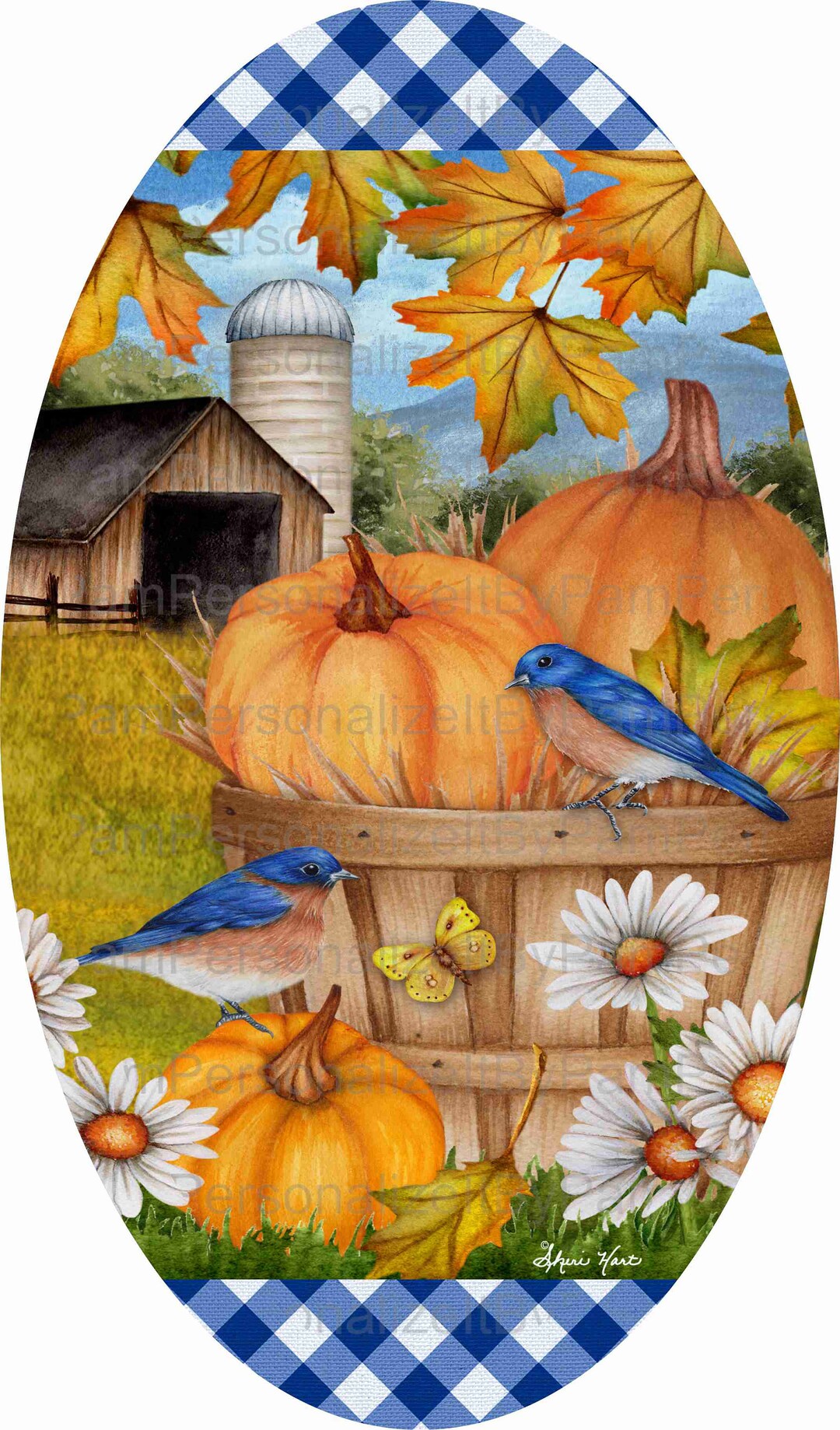 7" X 12" Oval Fall Wreath Sign, Autumn Wreath Signs, Personalize It by ...