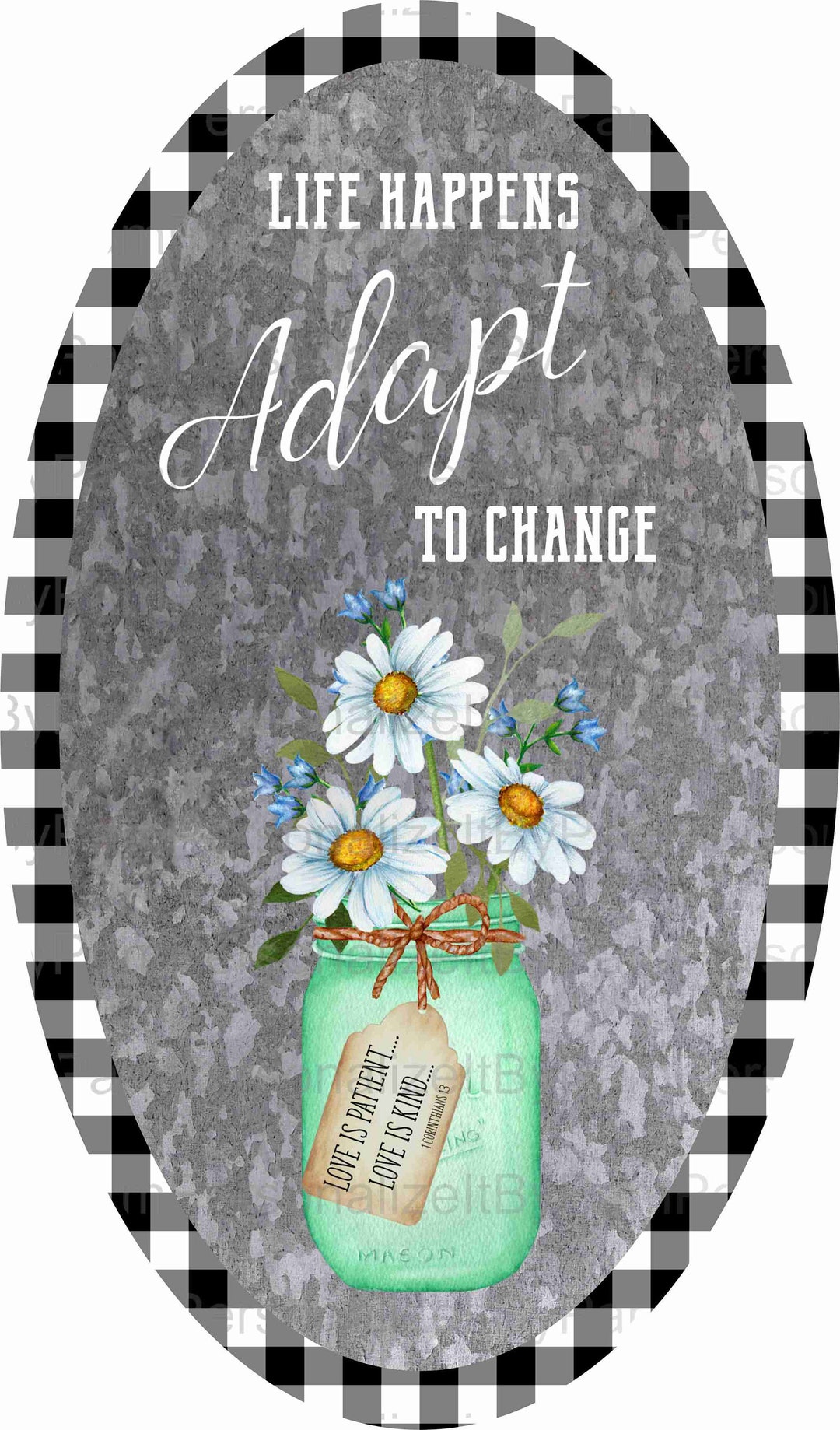 7 X 12 Oval Daisy Wreath Sign, Wreath Signs, Personalize It by Pam ...