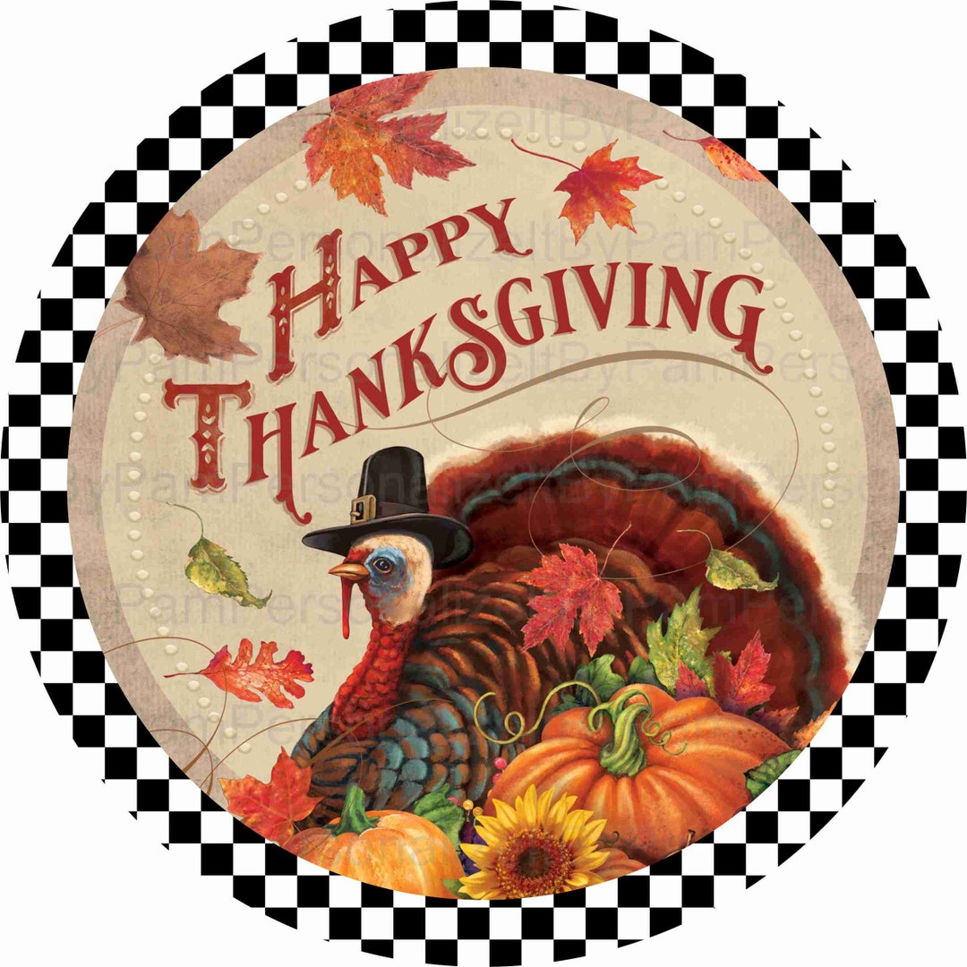 8" Round Thanksgiving Wreath Sign, Fall Wreath Sign, Personalize It by ...