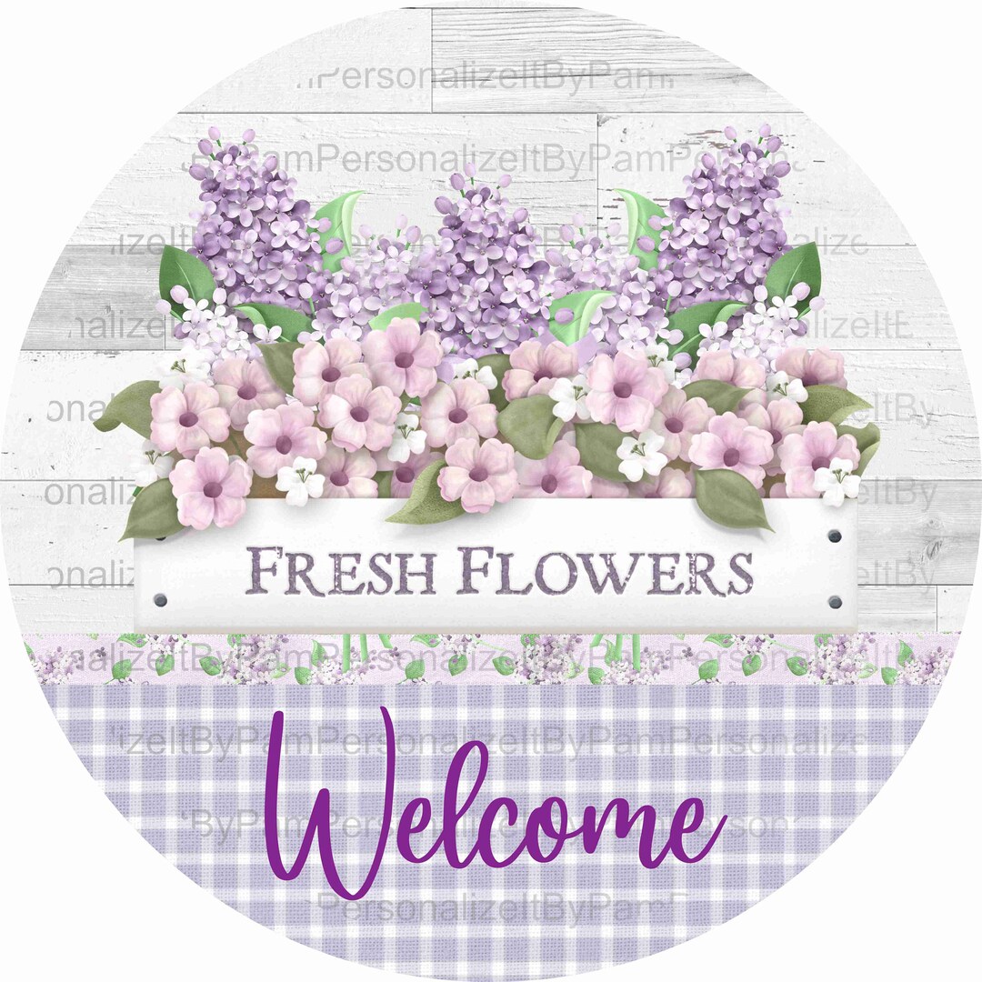 8 Round Floral Wreath Sign, Welcome Wreath Sign, Personalize It by Pam ...