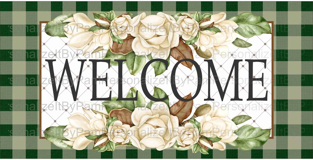 12 X 6 Magnolia Wreath Sign, Magnolia Welcome Wreath Sign, Magnolia ...