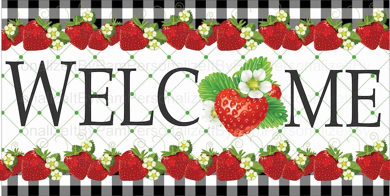 Strawberry Wreath Sign Personalize It by Pam Signs for - Etsy