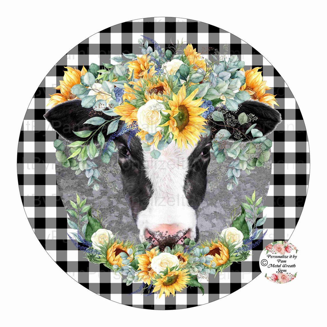 11.75 Round Cow Wreath Sign Farm Wreath Sign Cow Sign - Etsy