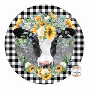 11.75 Round Cow Wreath Sign, Farm Wreath Sign, Cow Sign, Personalize It ...