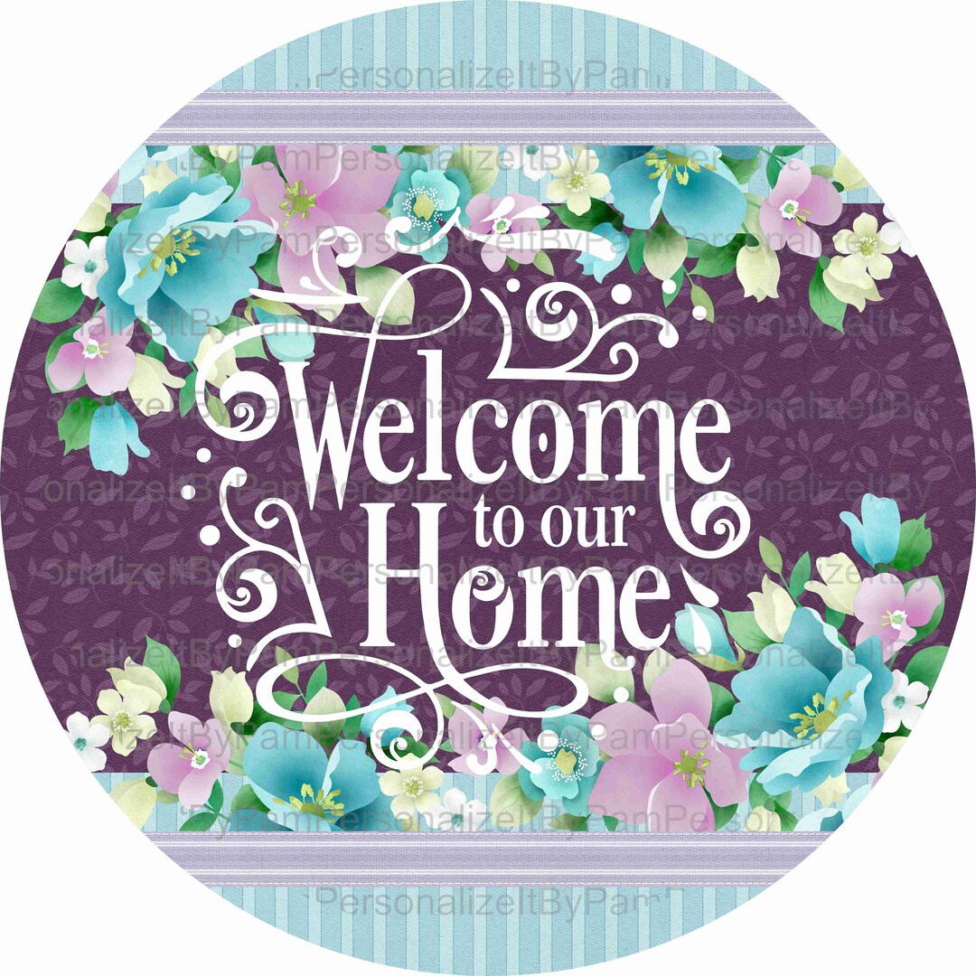 Round Floral Wreath Sign, Welcome Wreath Sign, Personalize It by Pam ...