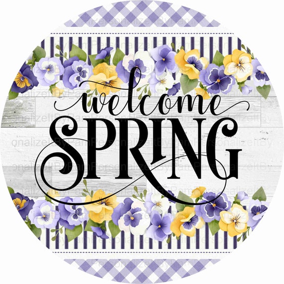 11.75 Round Welcome Spring Wreath Sign Personalize It | Etsy
