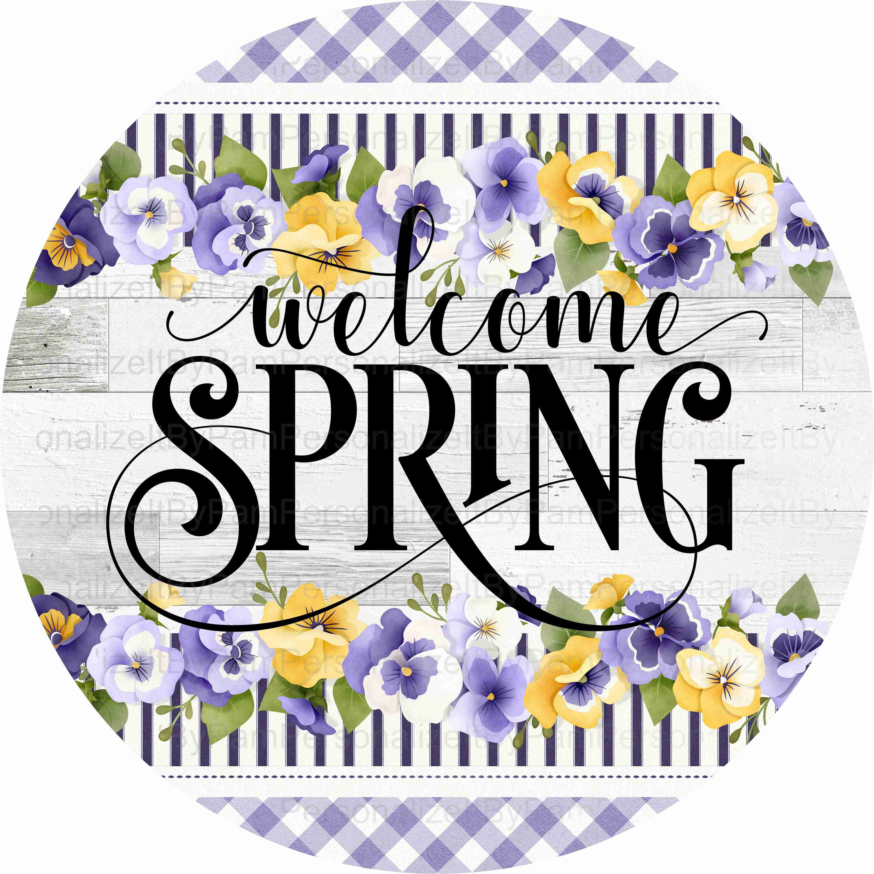 11.75 Round Welcome Spring Wreath Sign Personalize It | Etsy
